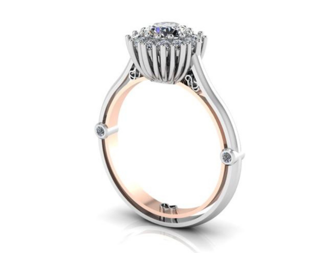 TWO TONE CLASSIC CLUSTER DIAMOND RING – Isabella Design Jewellers